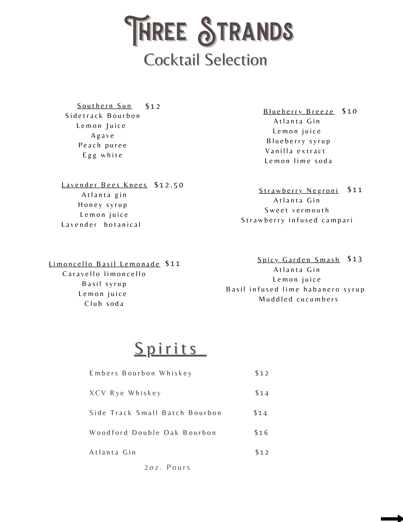 Vineyard Cafe Menu — Three Strands Vineyard and Winery