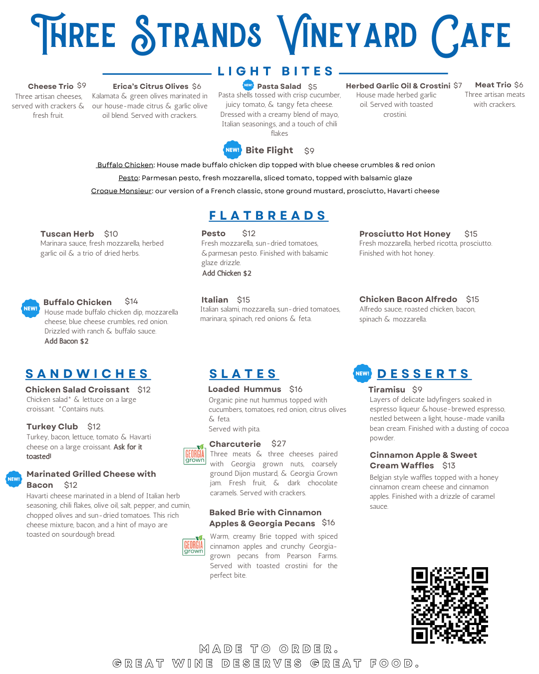 Menu 1 — Three Strands Vineyard and Winery