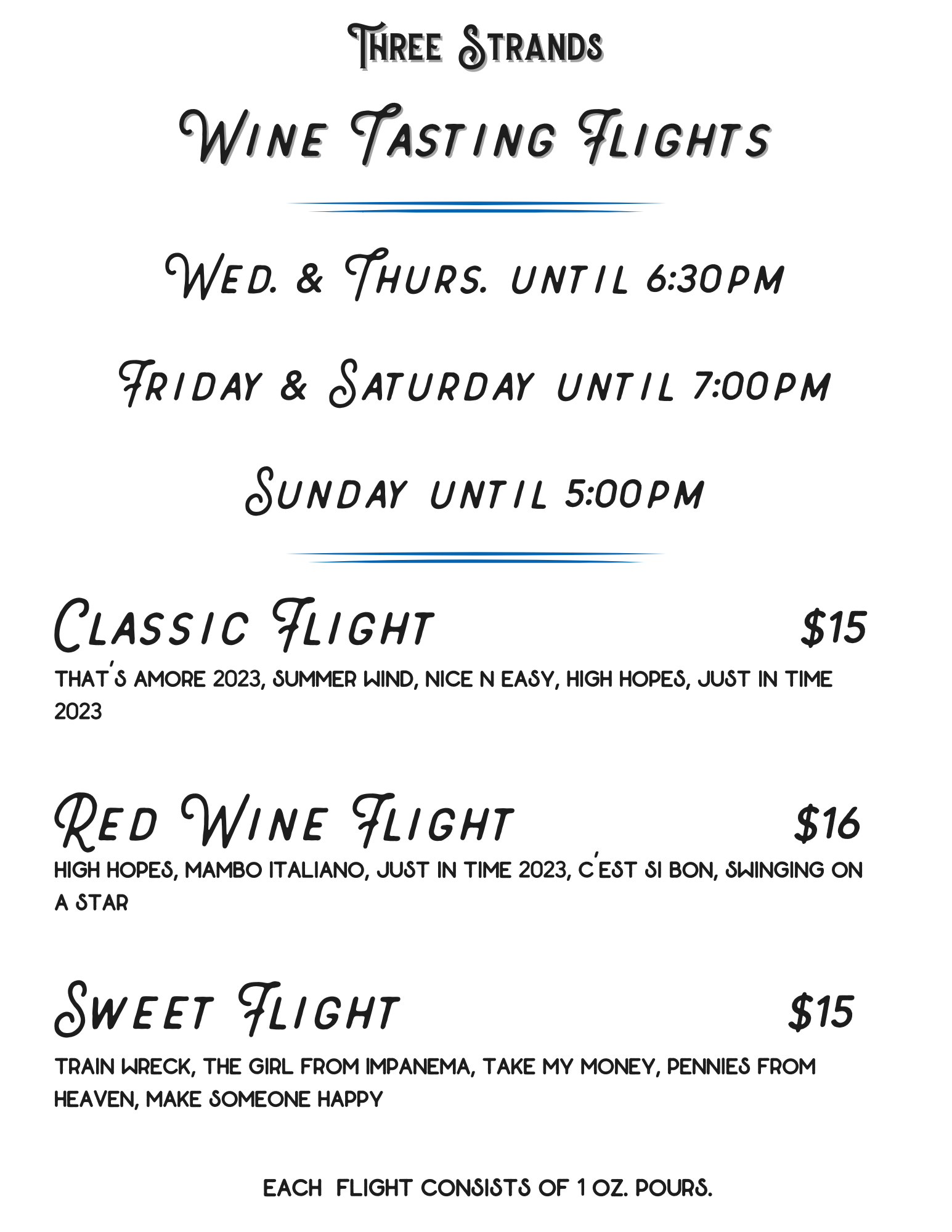 Vineyard Cafe Menu — Three Strands Vineyard and Winery