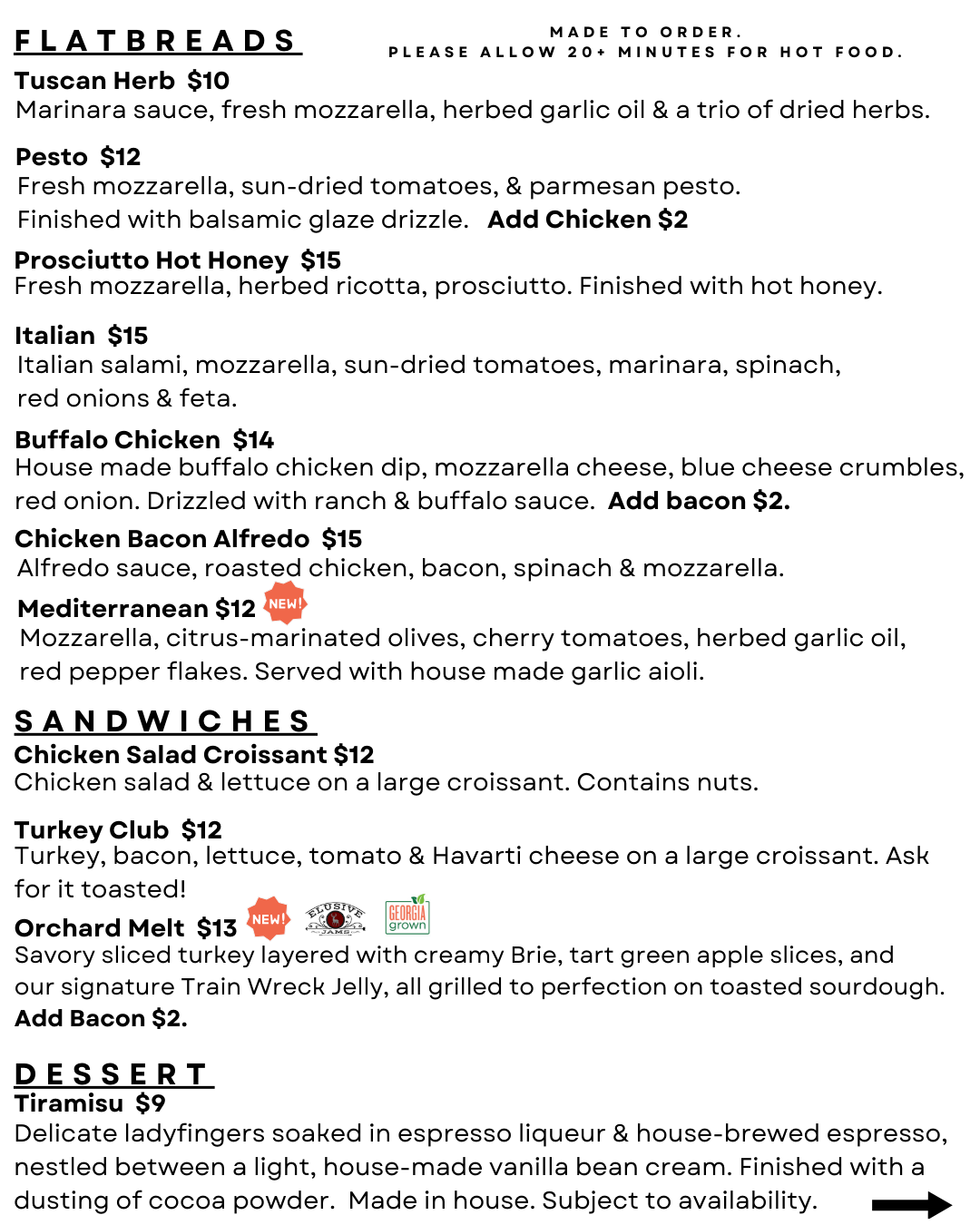 Vineyard Cafe Menu — Three Strands Vineyard and Winery