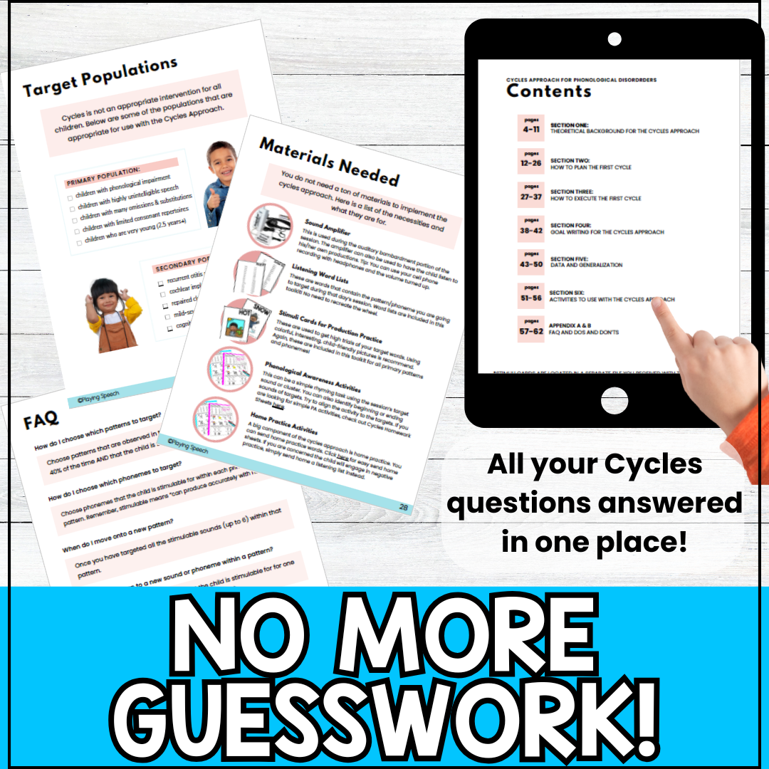 Cycles Approach Homework for Speech Therapy — Playing Speech | Speech ...
