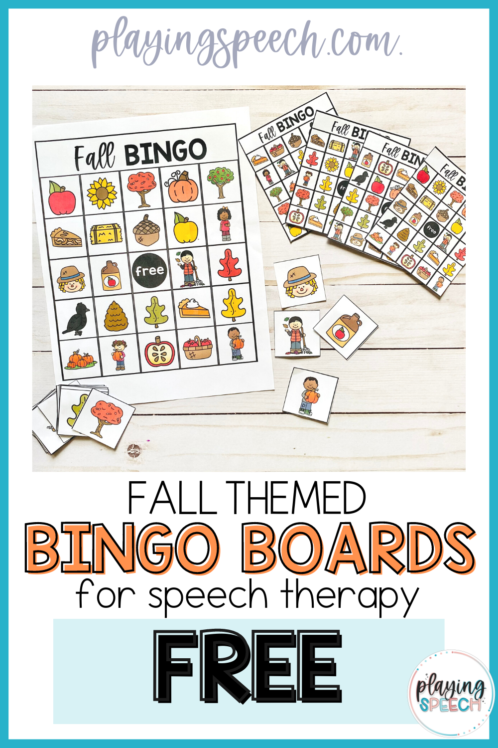 Free Fall Speech Therapy Materials | Fall Themed Bingo Boards ...