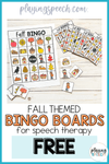 Free Fall Speech Therapy Materials | Fall Themed Bingo Boards ...