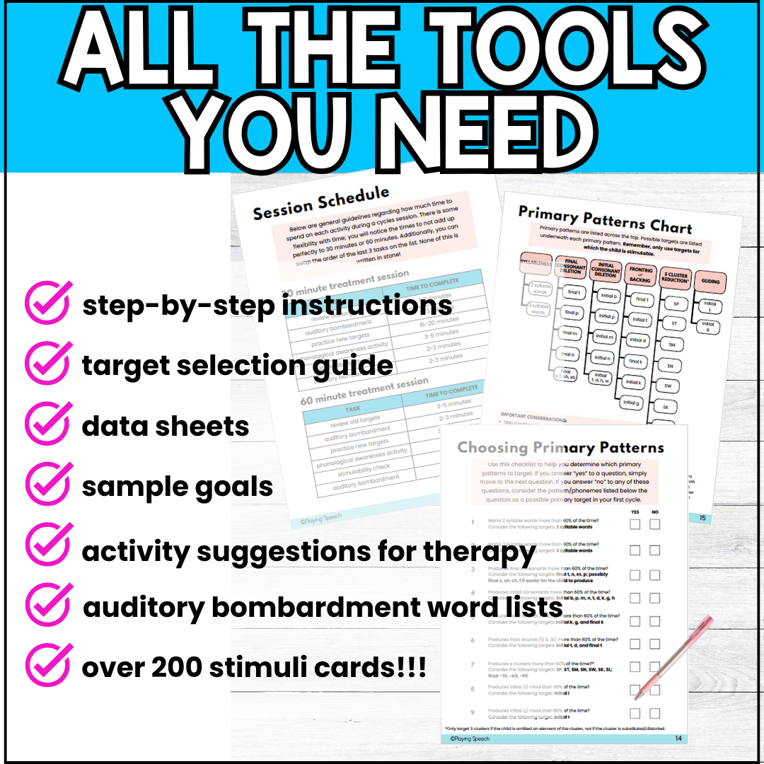 Cycles Approach Homework for Speech Therapy — Playing Speech | Speech ...