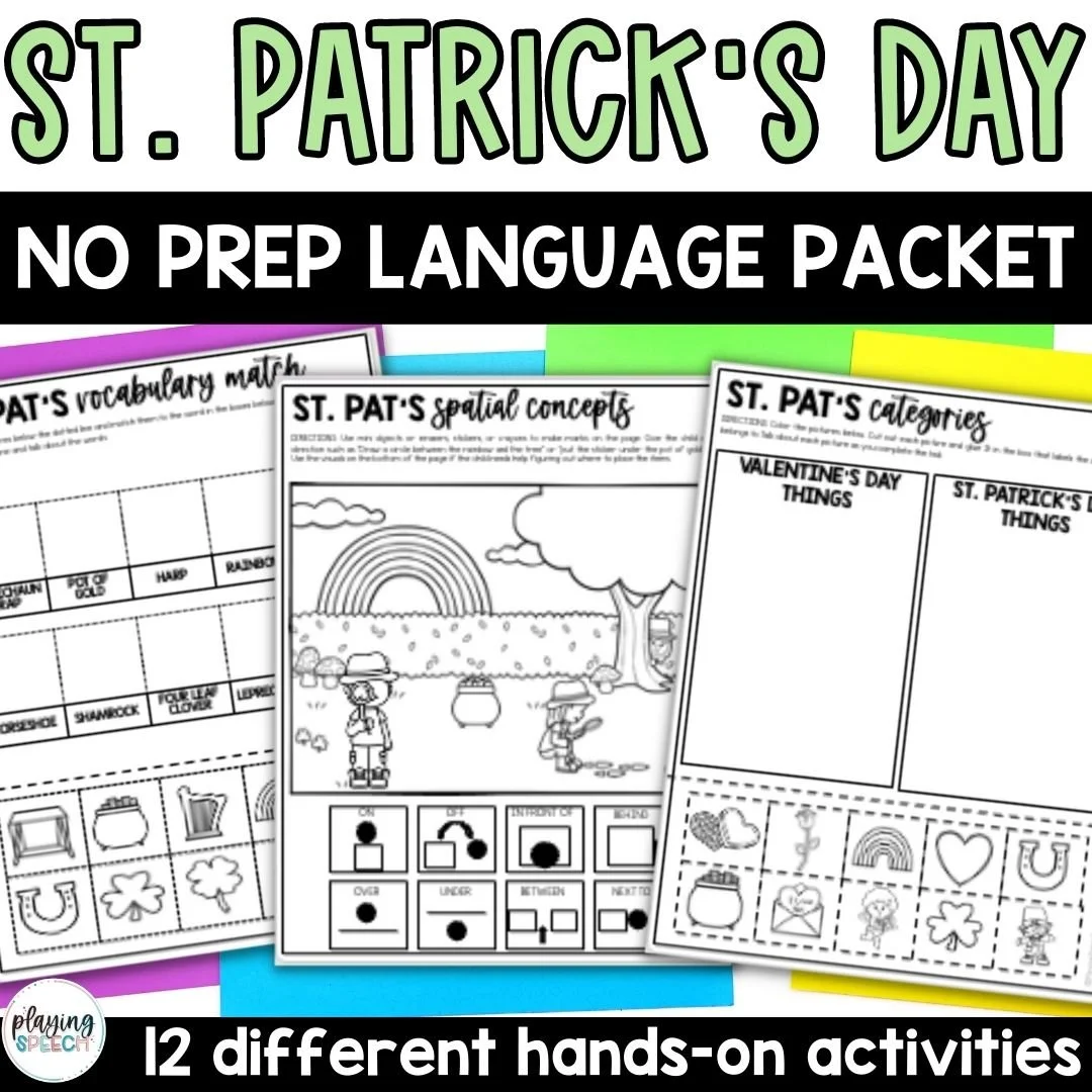 St. Patrick's Day NO PREP Language Worksheets — Playing Speech | Speech ...