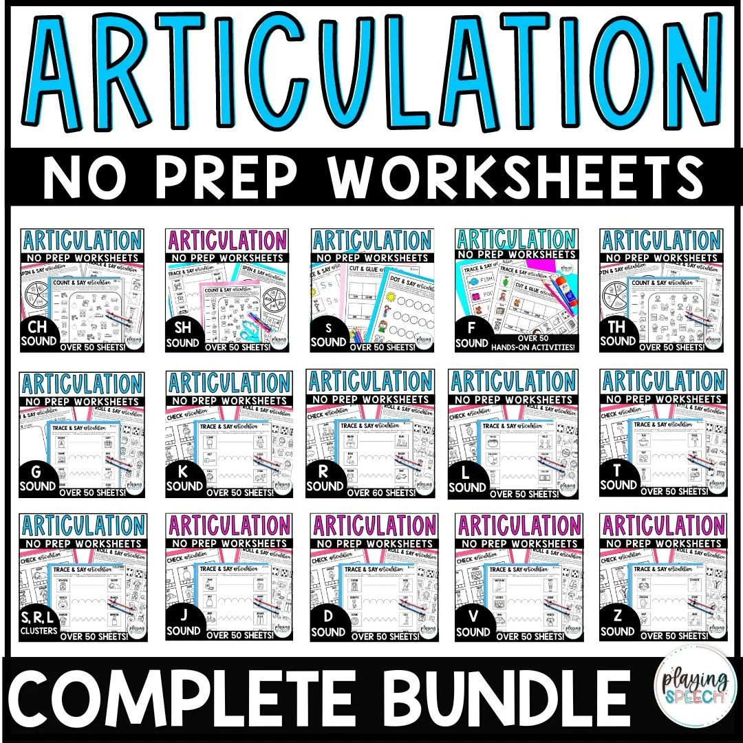 No Prep Articulation Worksheets for Speech Therapy BUNDLE — Playing ...
