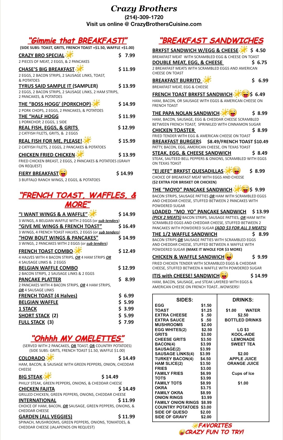Menu 1 — Crazy brothers