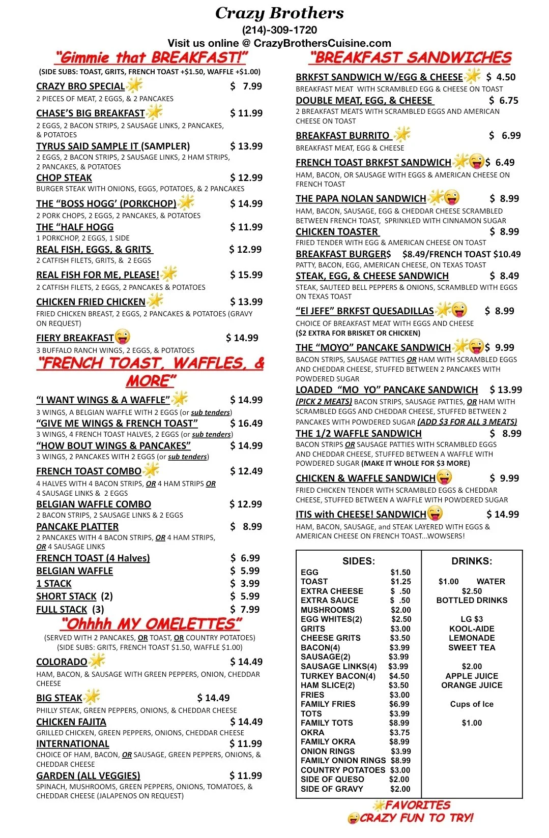 Menu 1 — Crazy brothers