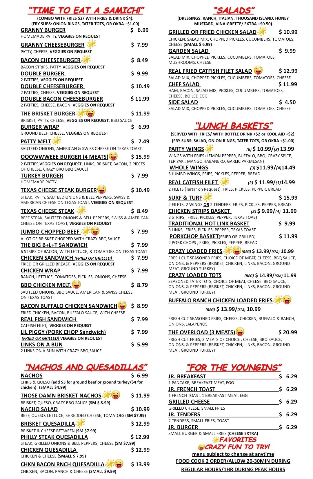 Menu 1 — Crazy brothers