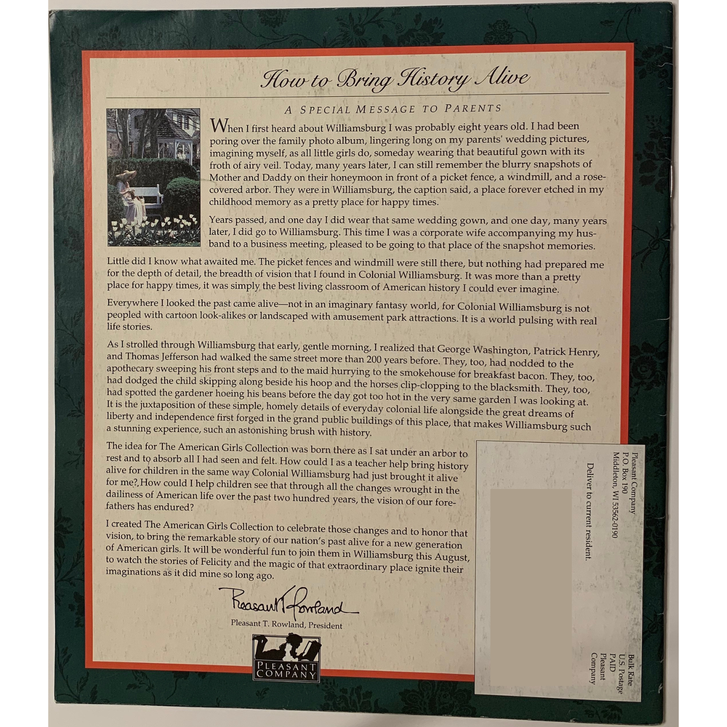 A Message to Parents from Pleasant T. Rowland — The Changnon Family ...