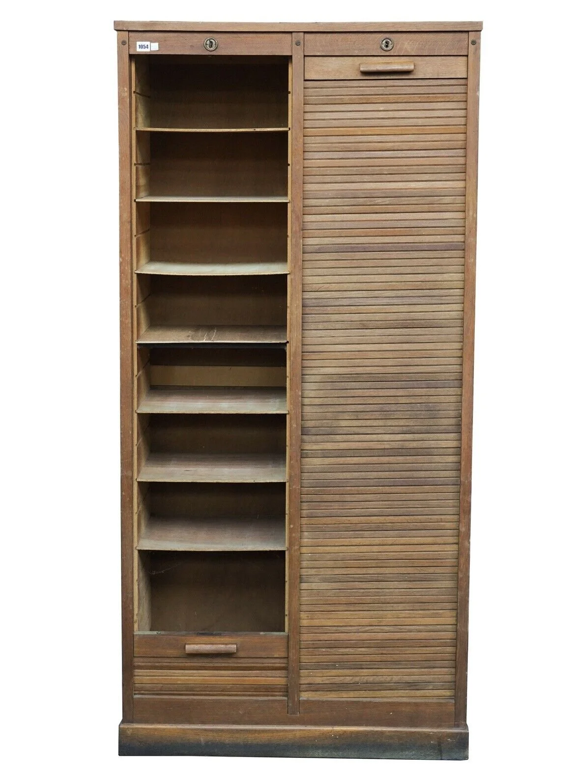 20th CENTURY FRENCH TAMBOUR ROLLER DOOR CABINET — Hill's Antiques