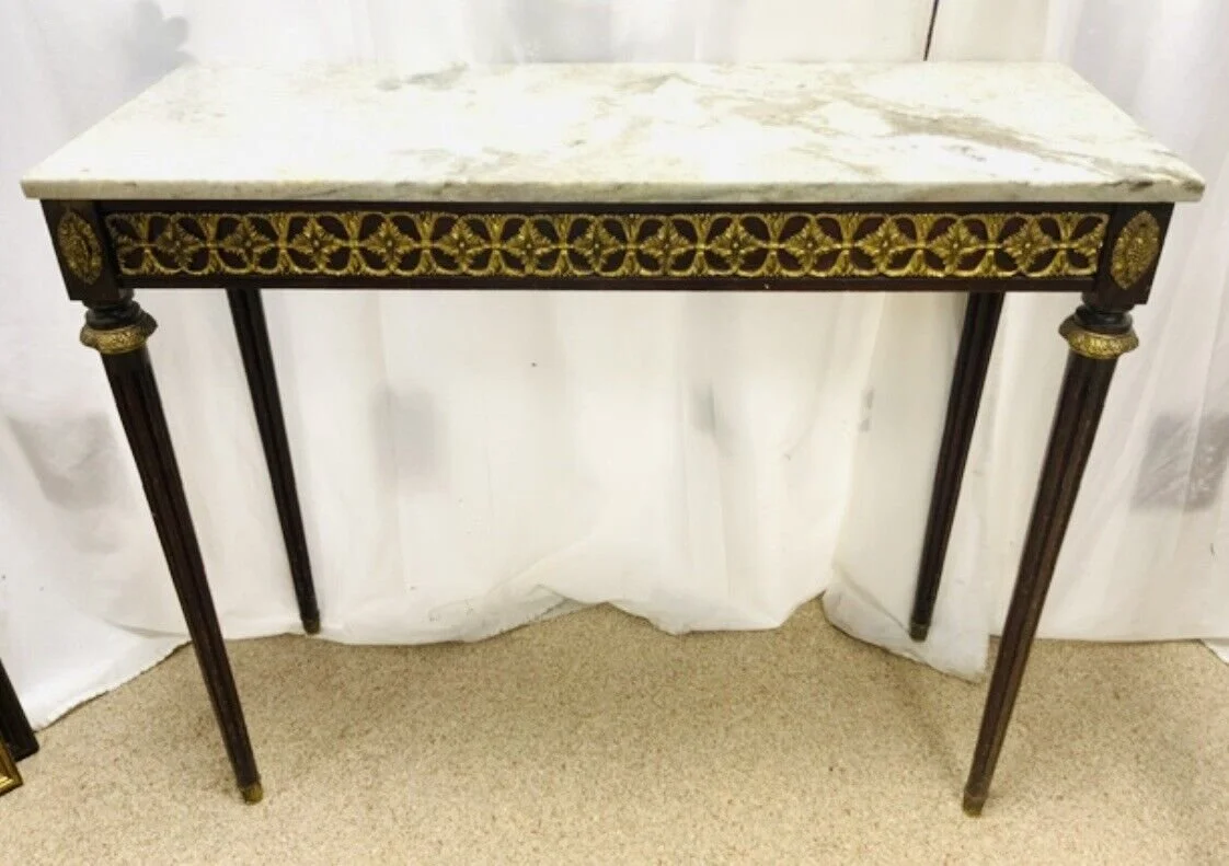 20th CENTURY LOUIS XVI FRENCH MARBLE TOPPED CONSOLE TABLE — Hill's Antiques