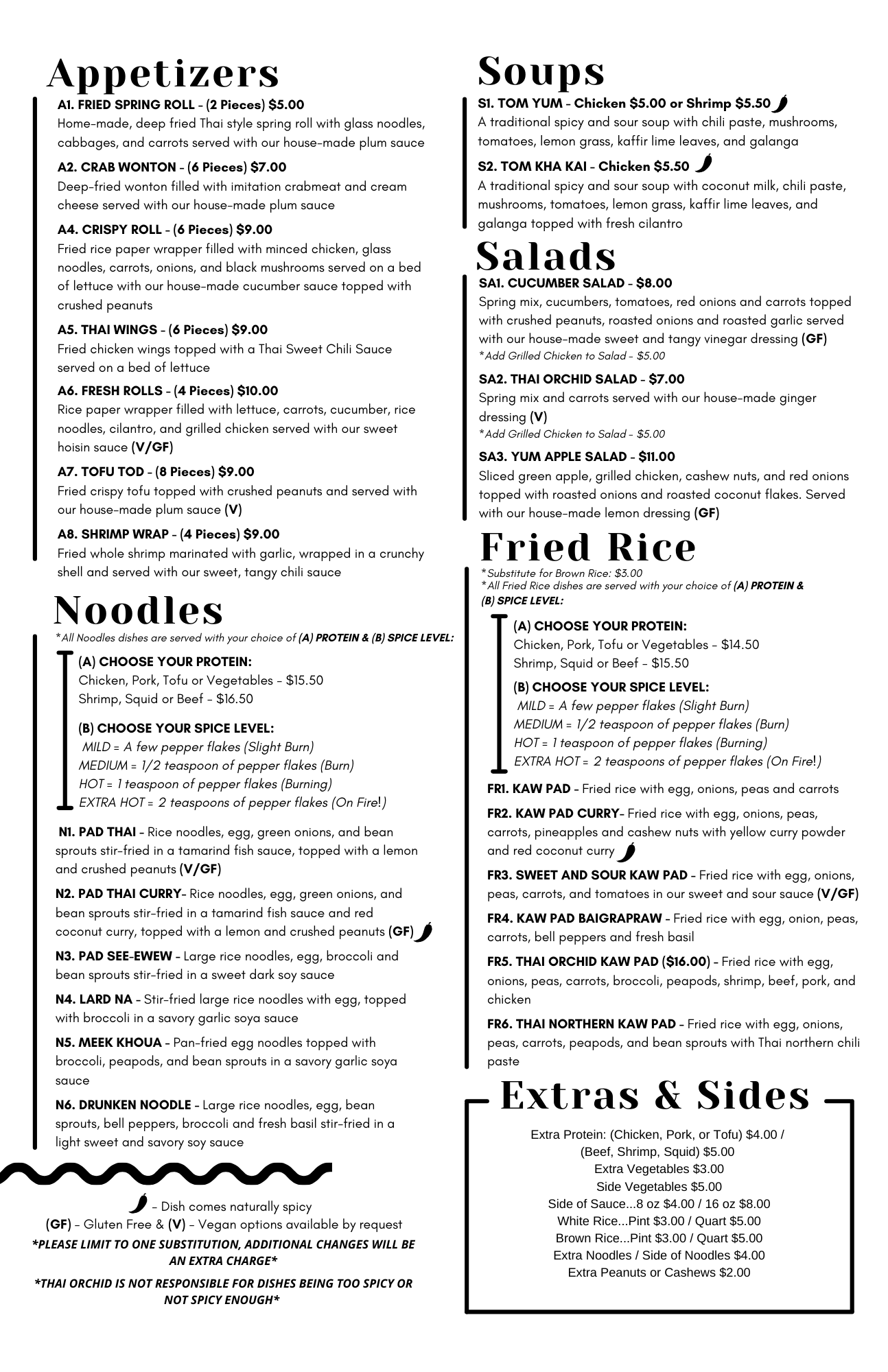 Menu — THAI ORCHID CUISINE