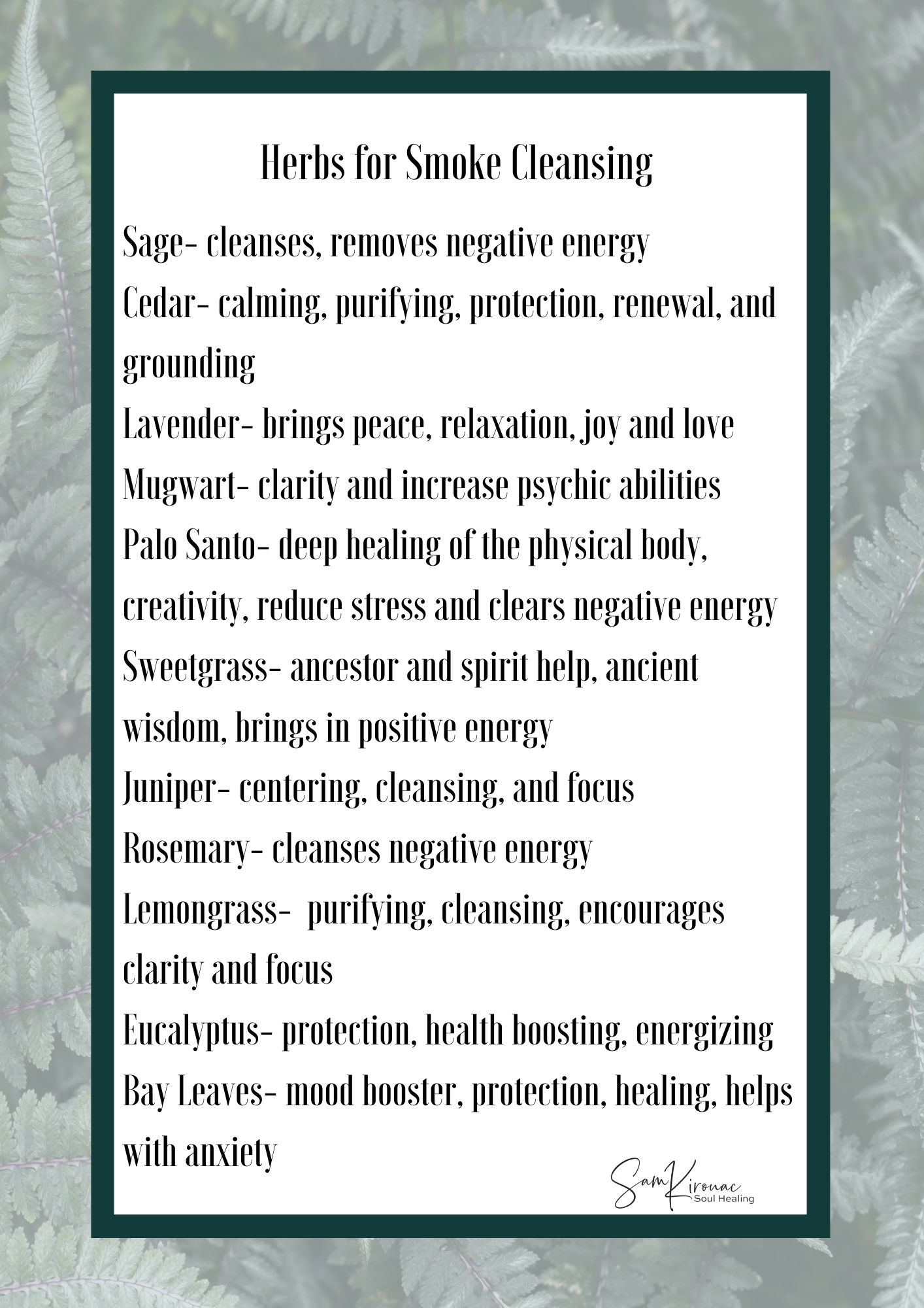 Smoke cleansing — Sam Kirouac Soul Healing