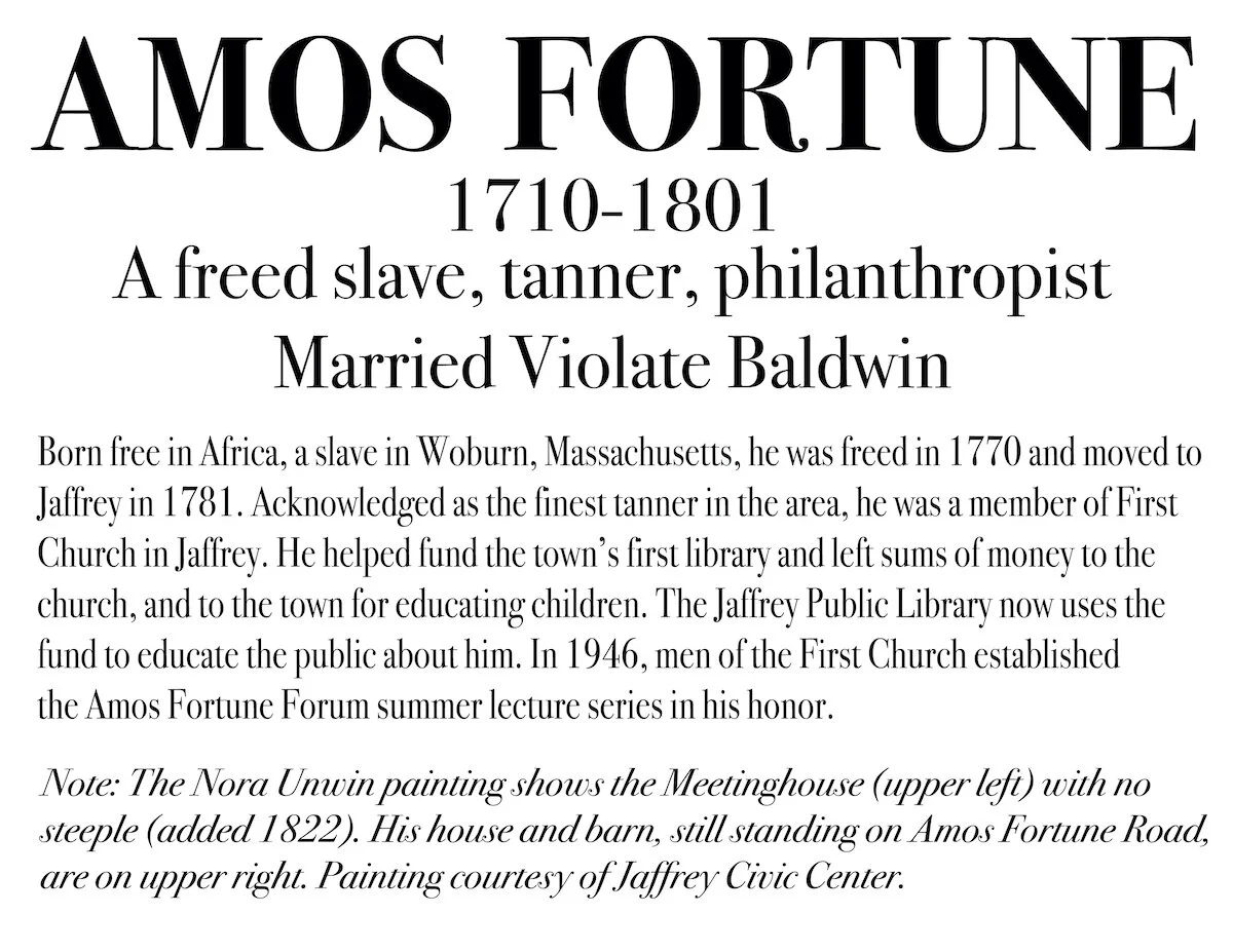 Amos Fortune, A Freed Slave, Tanner and Philanthropist in Jaffrey — JCVIS