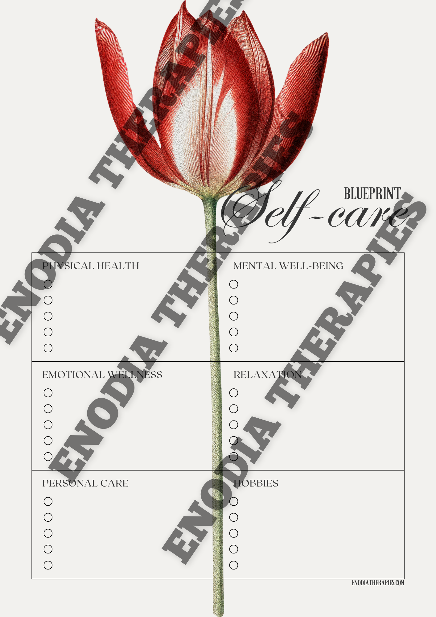 Botanical Self-Care Blueprint: Therapy Worksheet DOWNLOADABLE PRINTABLE ...