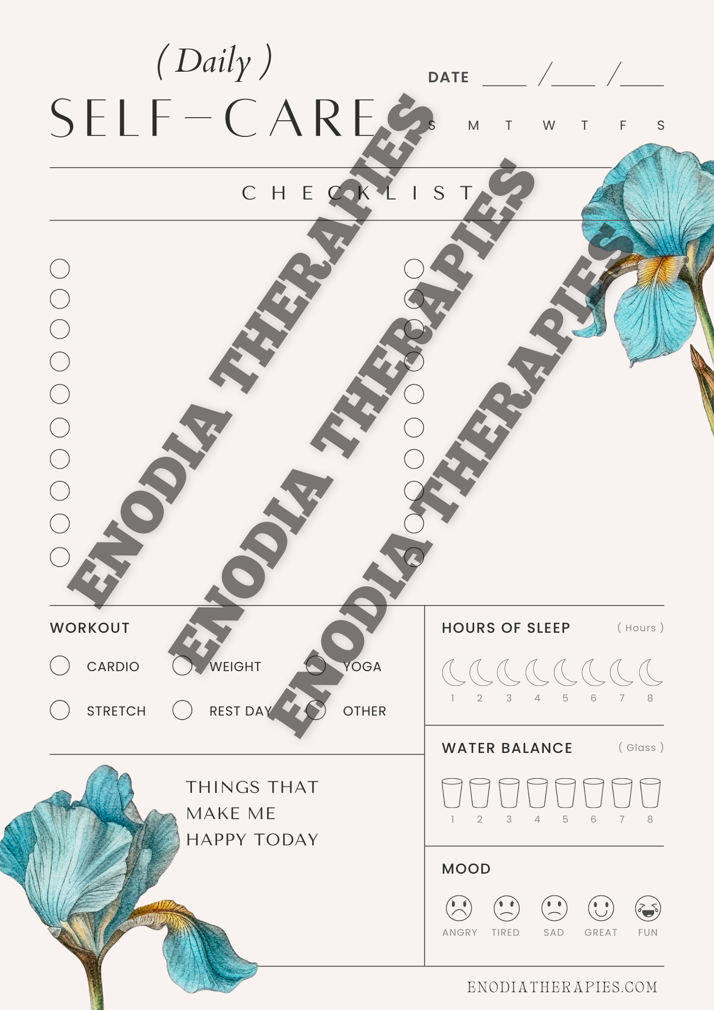 Cafe Self Care Menu Therapy Worksheet PRINTABLE DOWNLOAD — Enodia ...