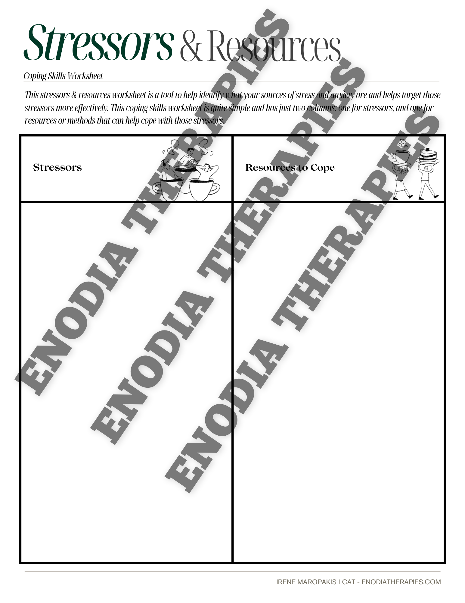 Minimalist Mental Health Safety Plan Therapy Worksheet Mint Green + BW ...