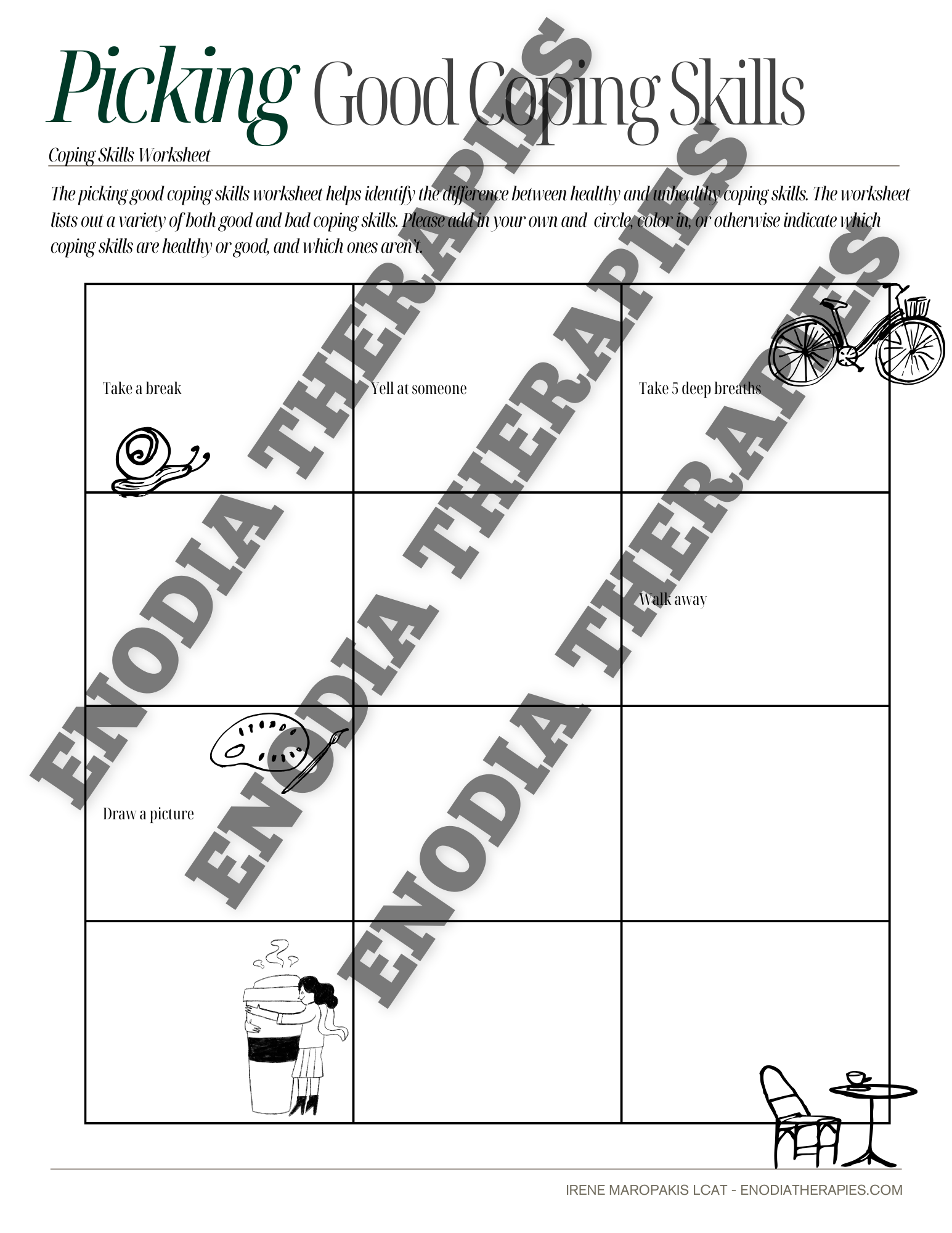 Minimalist Mental Health Safety Plan Therapy Worksheet Mint Green + BW ...