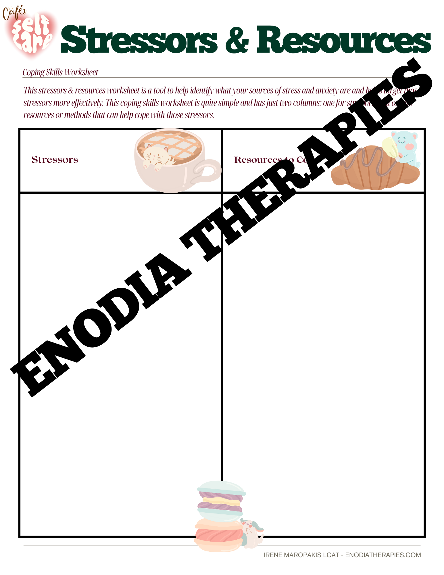 BUNDLE Cafe Series: Coping Skills Mental Health Therapy Worksheet 6 ...