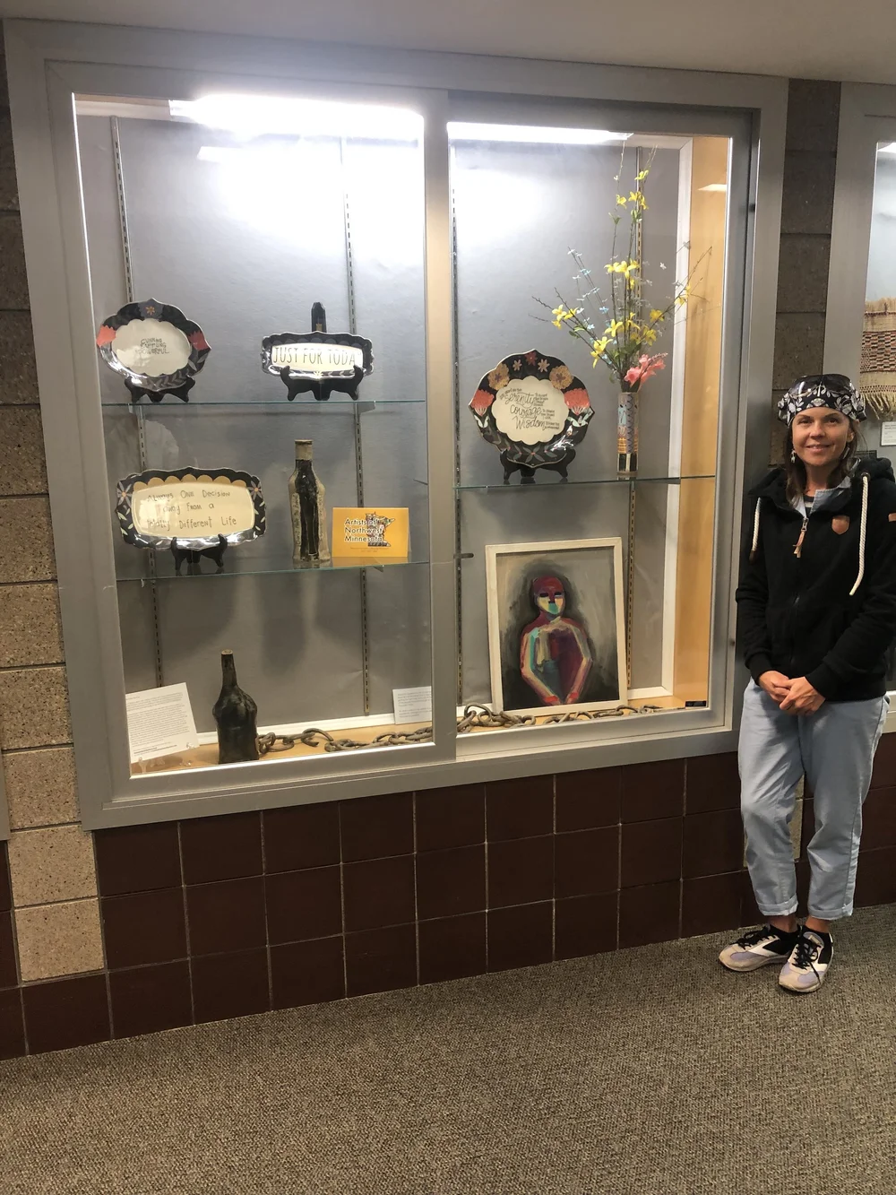 Kate Hammer’s Art of Addiction ceramic art in NCTC display case ...