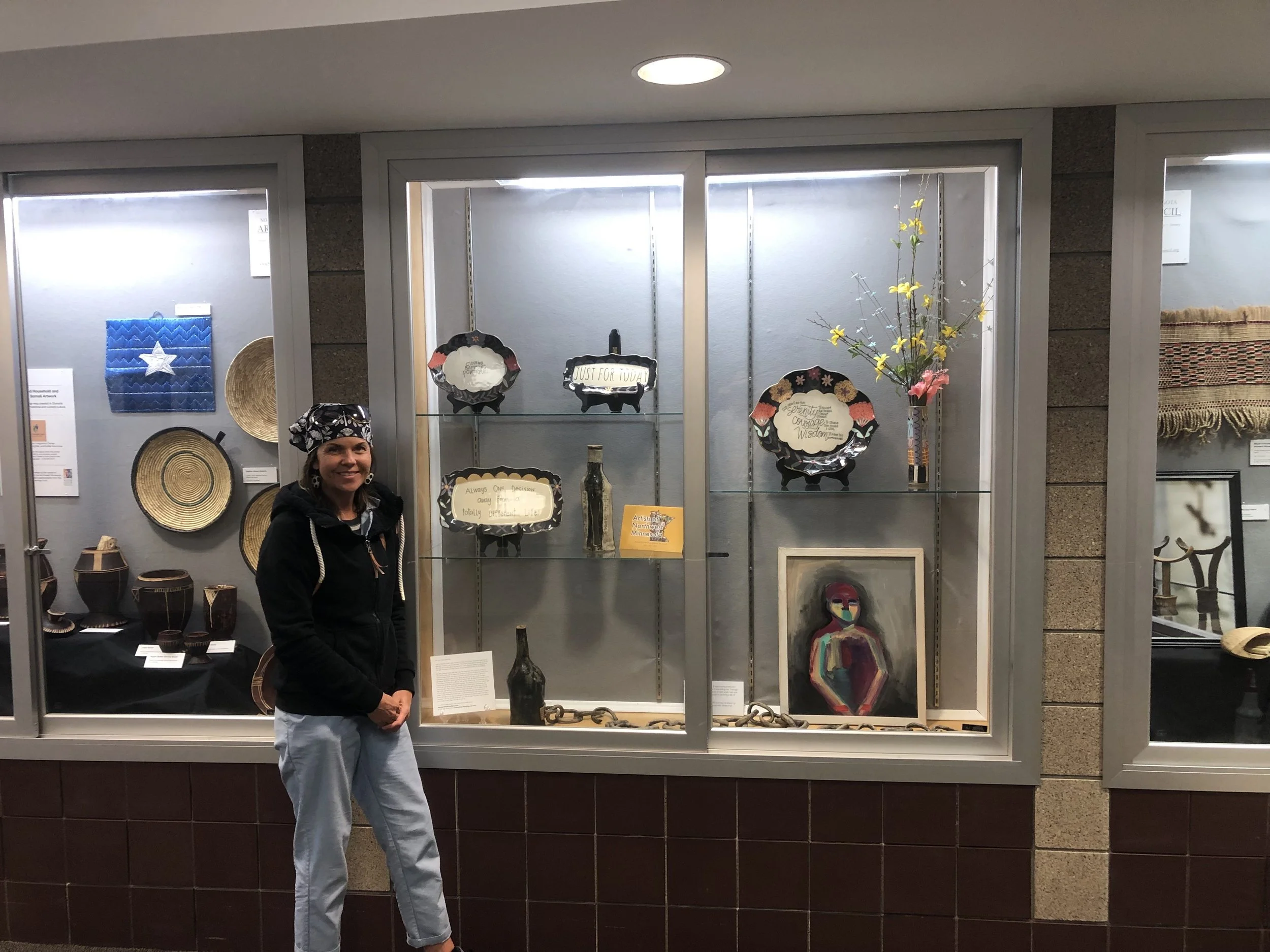 Kate Hammer’s Art of Addiction ceramic art in NCTC display case ...