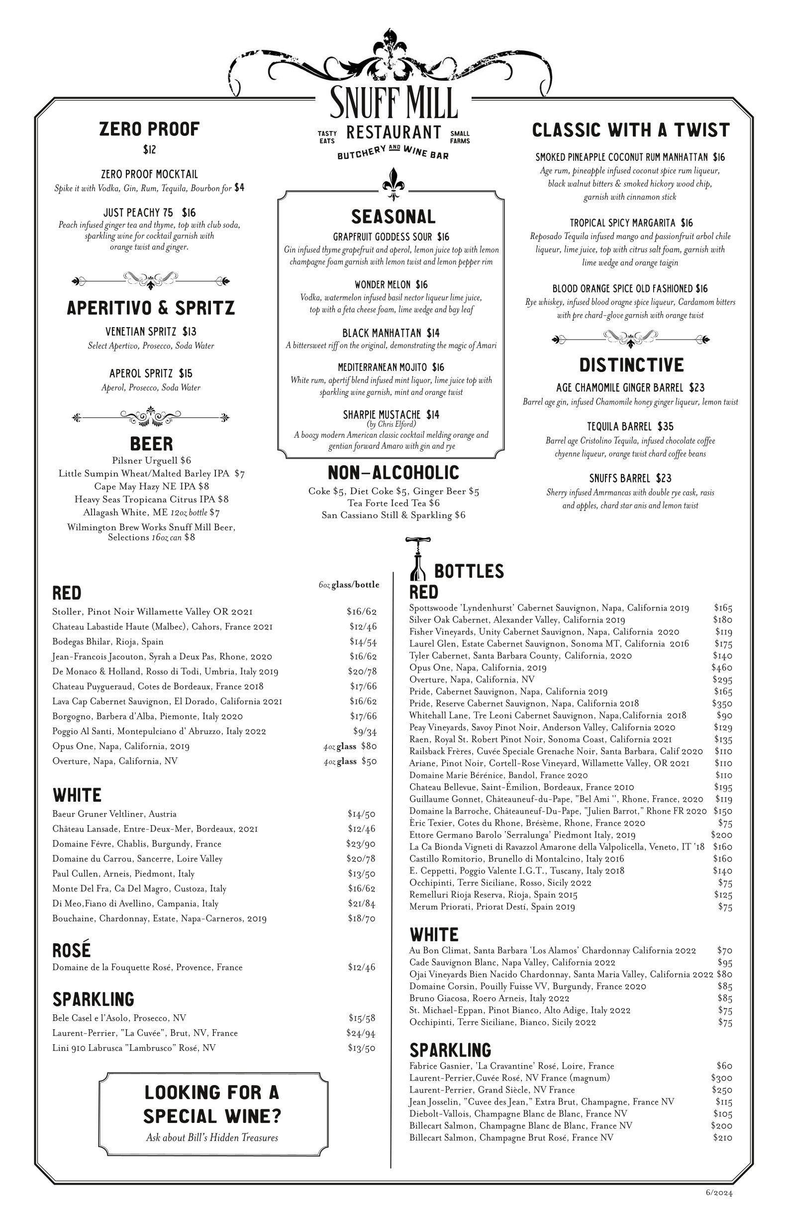 DrinkMenu — Snuff Mill Restaurant