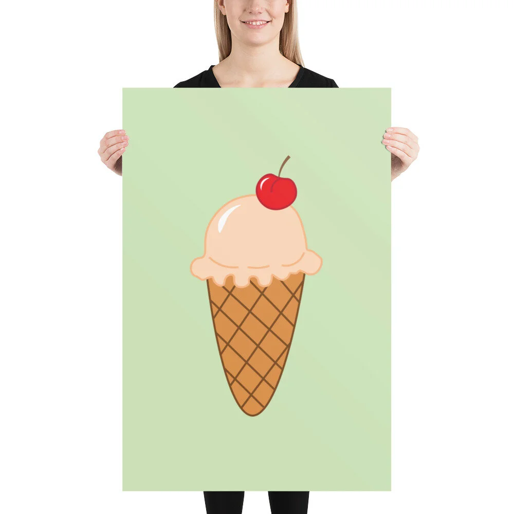 Cherry Ice Cream Cone Poster — Angevine Studios