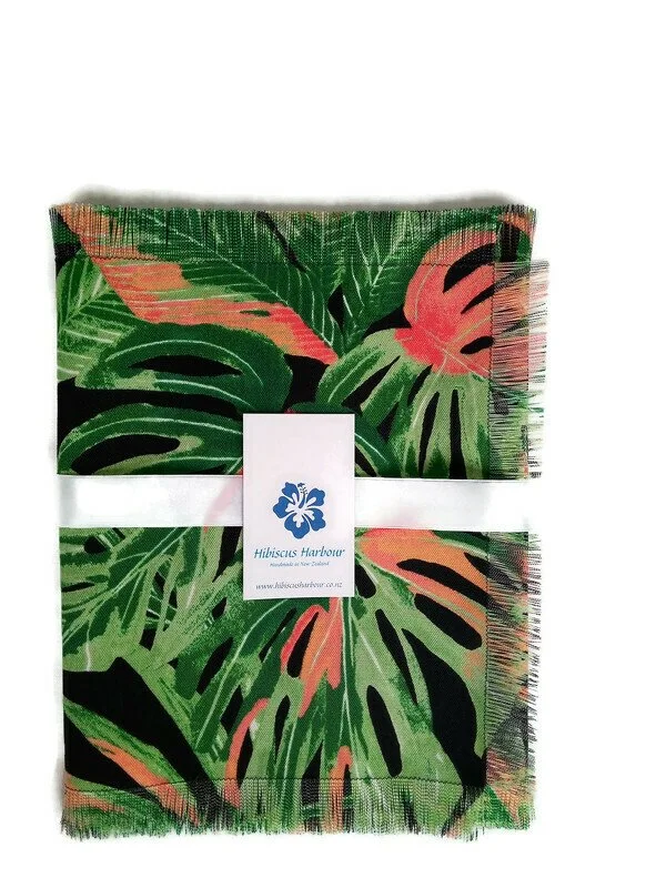 orchid table runner, tropical outdoor table runner, tropical table ...