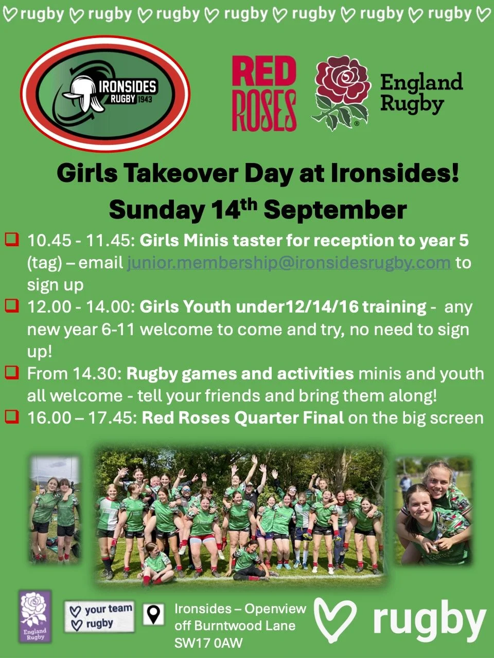 Girls Takeover Day at Ironsides — Ironsides Rugby Club