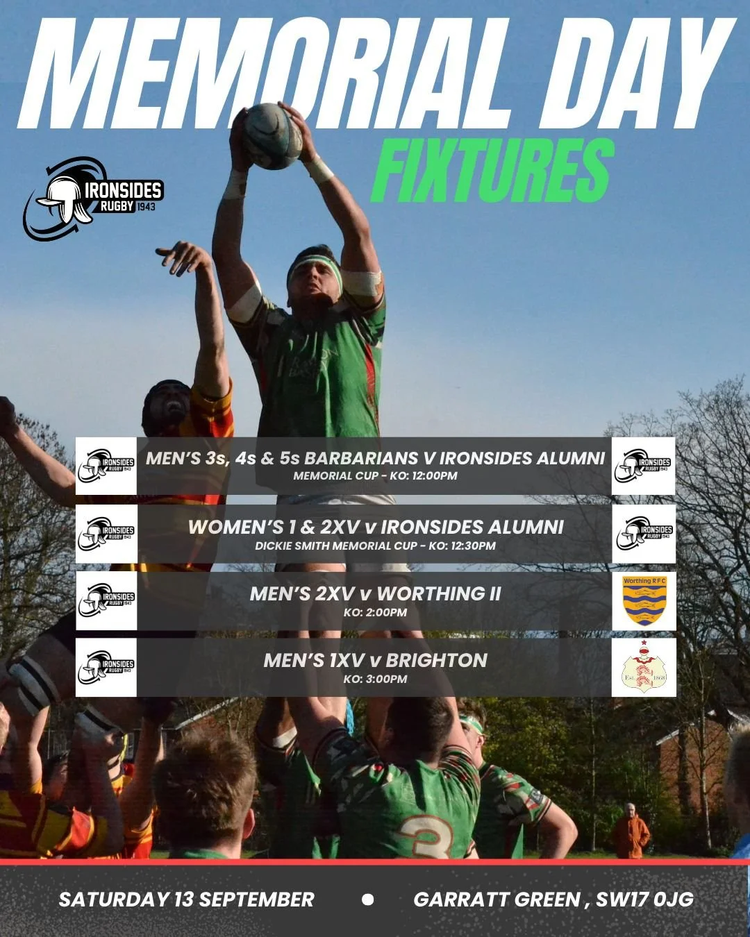 Memorial Day Fixtures — Ironsides Rugby Club