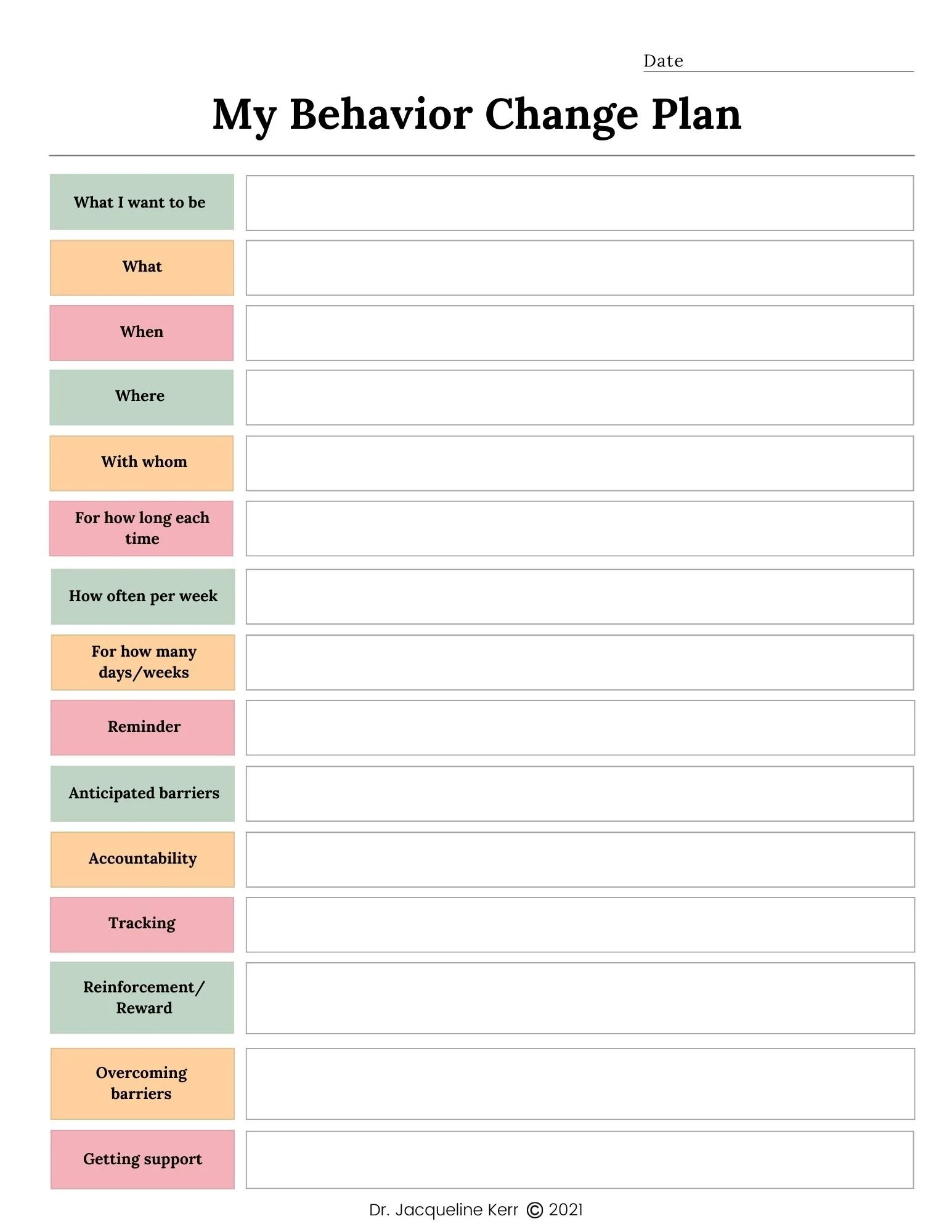 Behavior Change Guides — Dr. Jacqueline Kerr