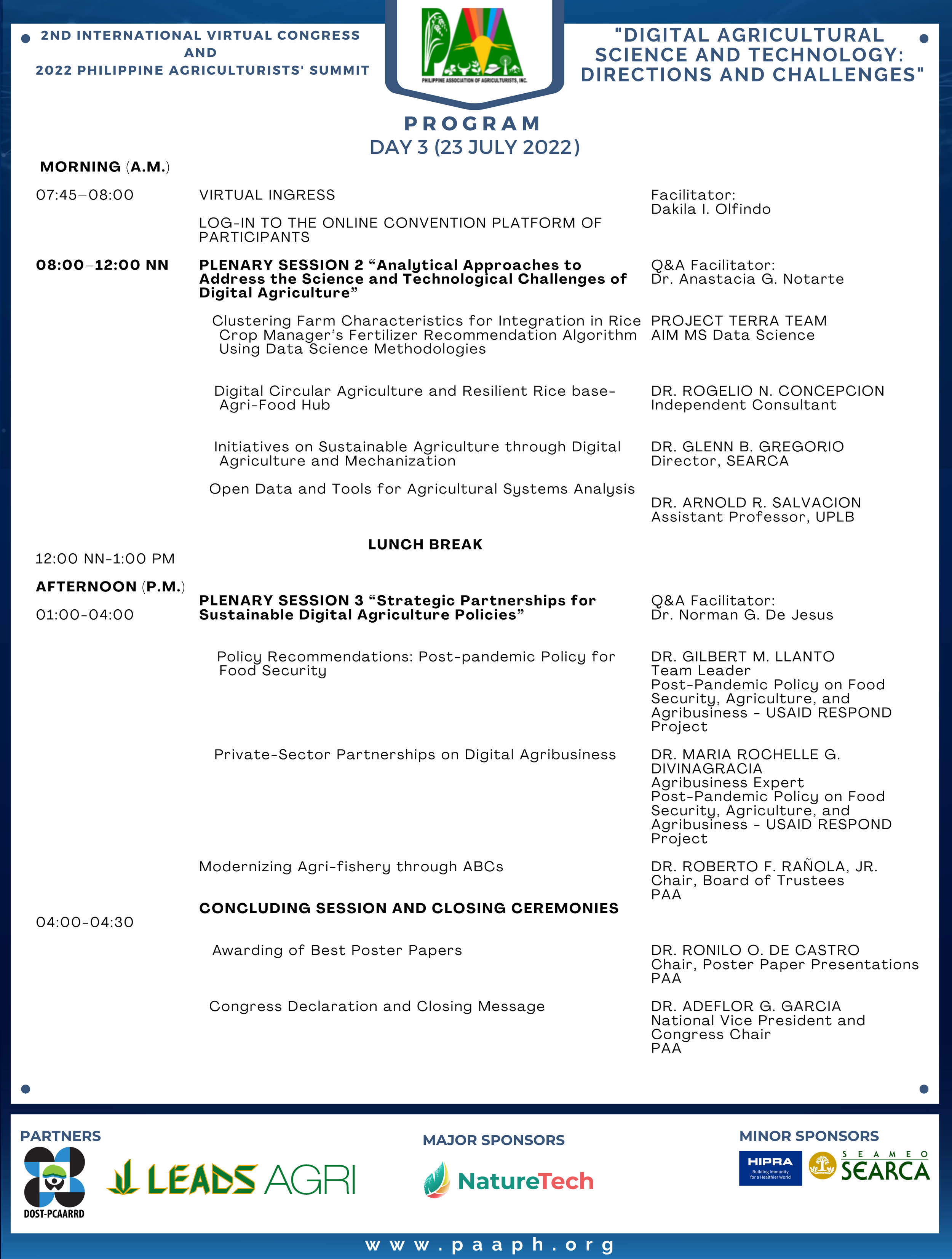 2nd International Virtual Congress and PAA Summit — Philippine Association of Agriculturists Inc.