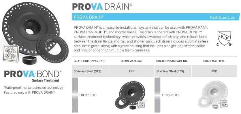 PROVA DRAIN® easy-to-install drain system — SURFACES INC.
