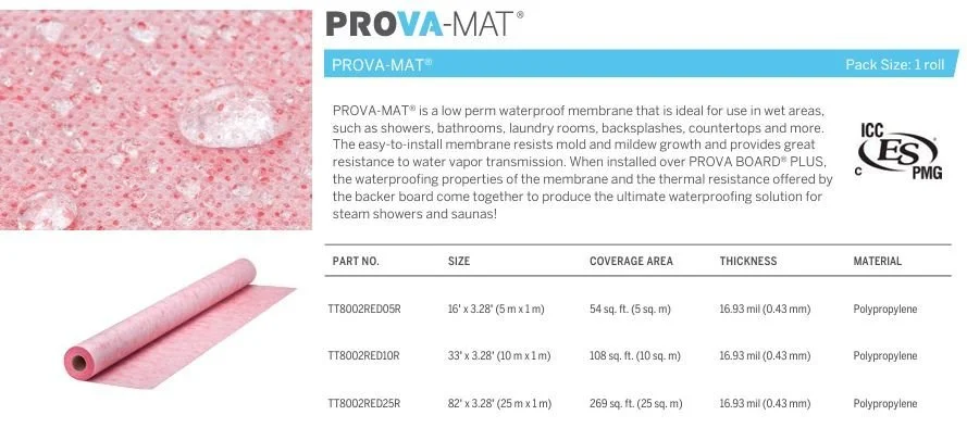 PROVA-MAT® Waterproofing Membrane — SURFACES INC.