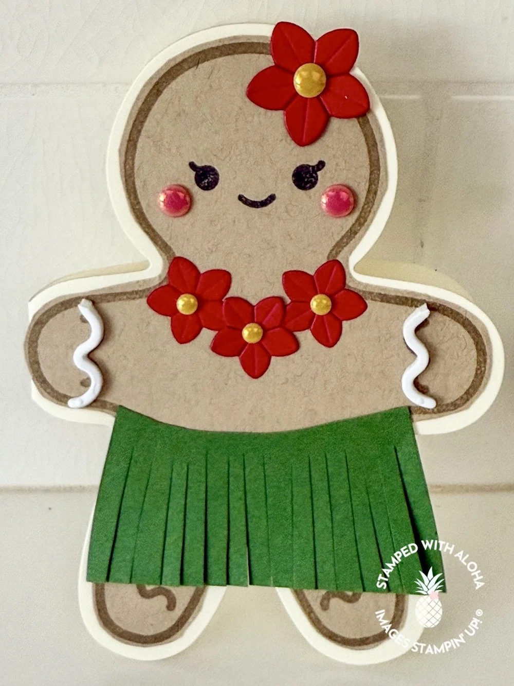 Sweet Holiday Twist: Sugar Cookie Hula Girl Card — Stamped with Aloha
