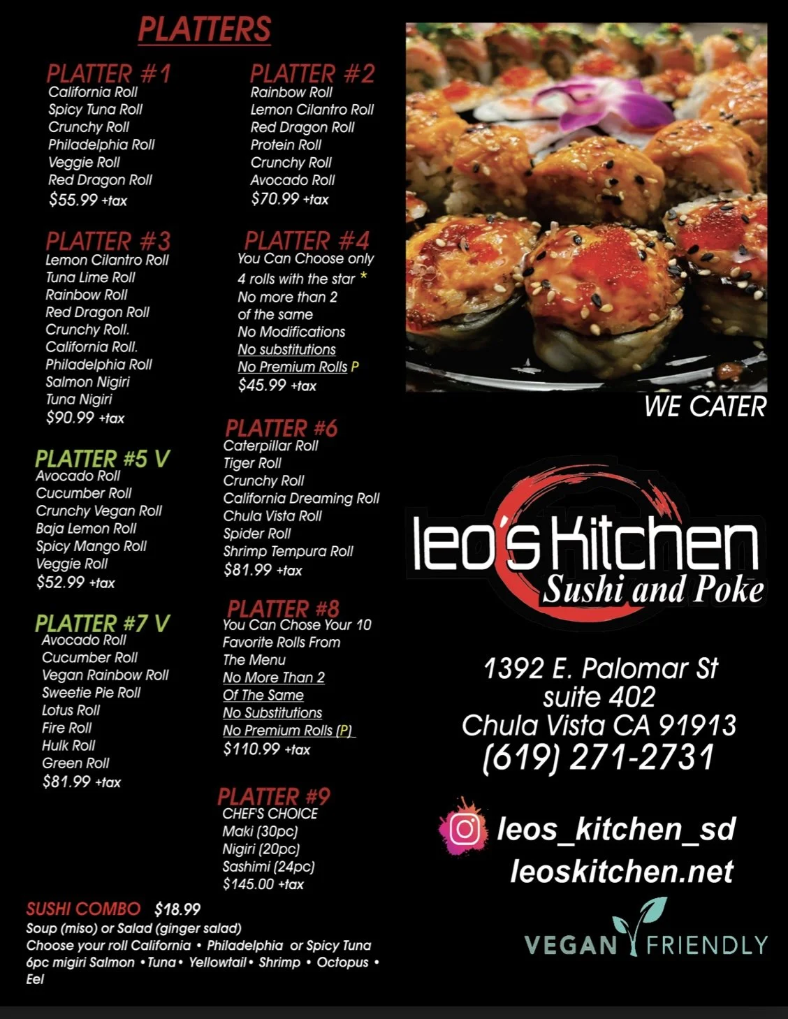 Menu — Leos kitchen sushi and poke