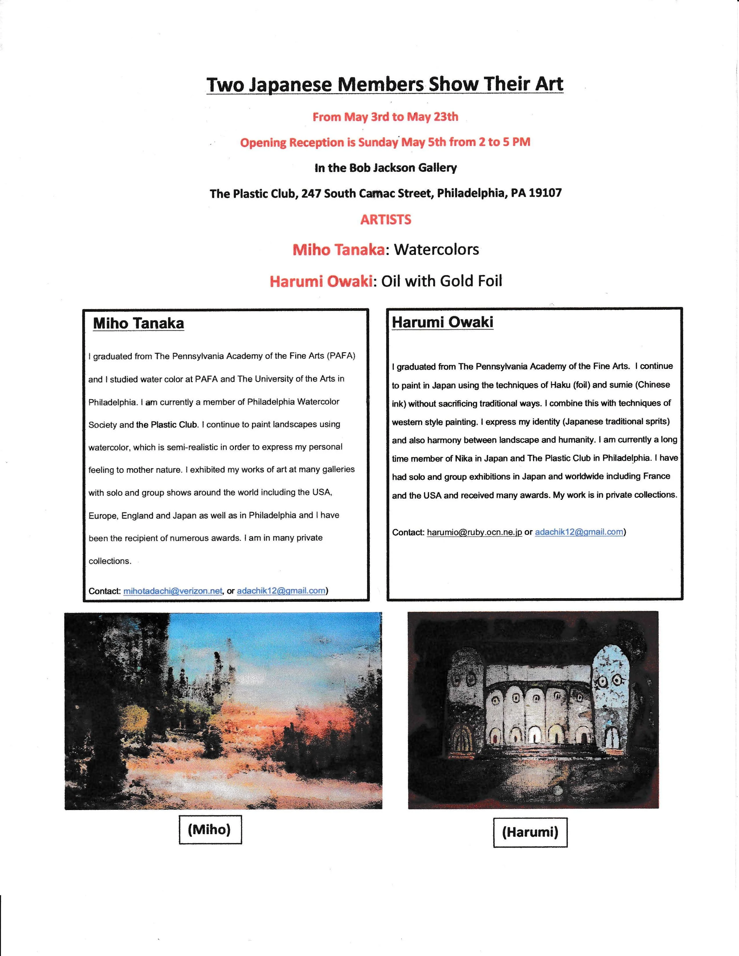 Two Japanese Members Show Their Art — The Plastic Club