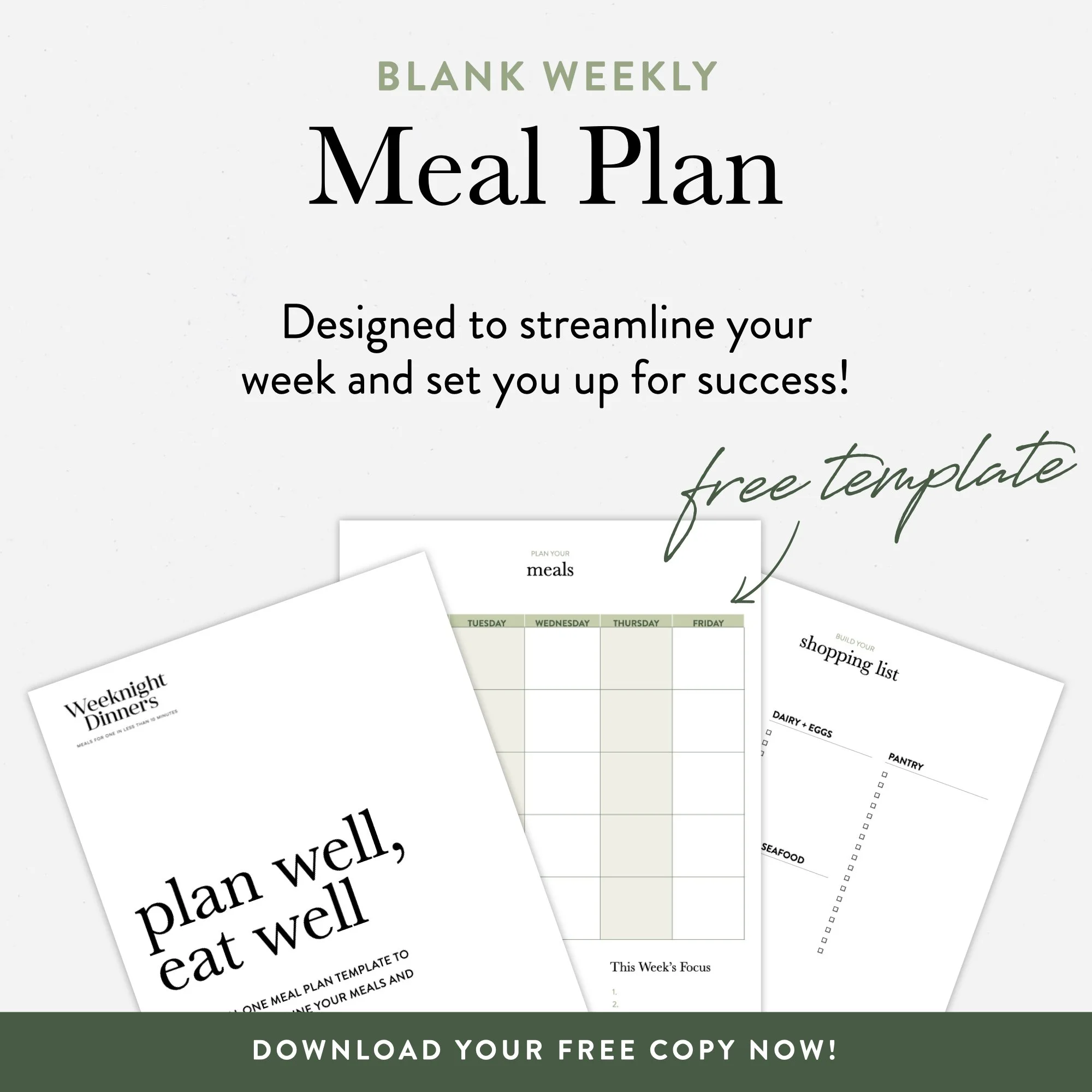 Free Weekly Meal Plan Template — Kelly Powers
