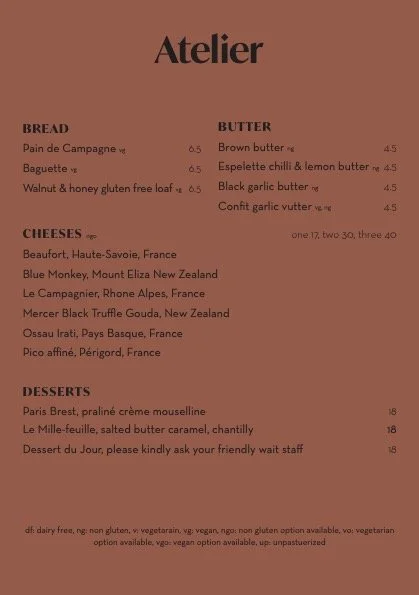 Menu — Atelier