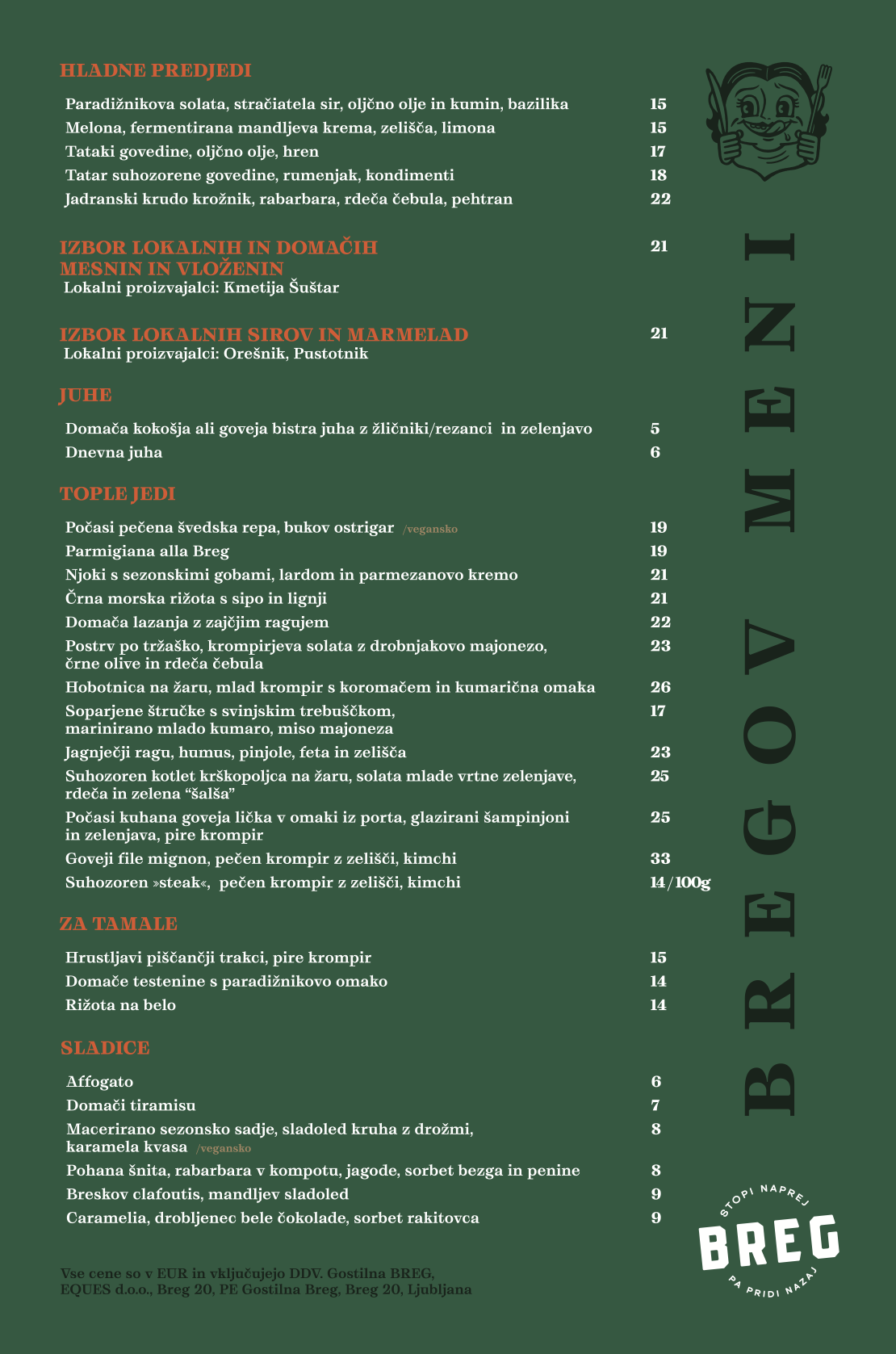 À la carte meni — Breg