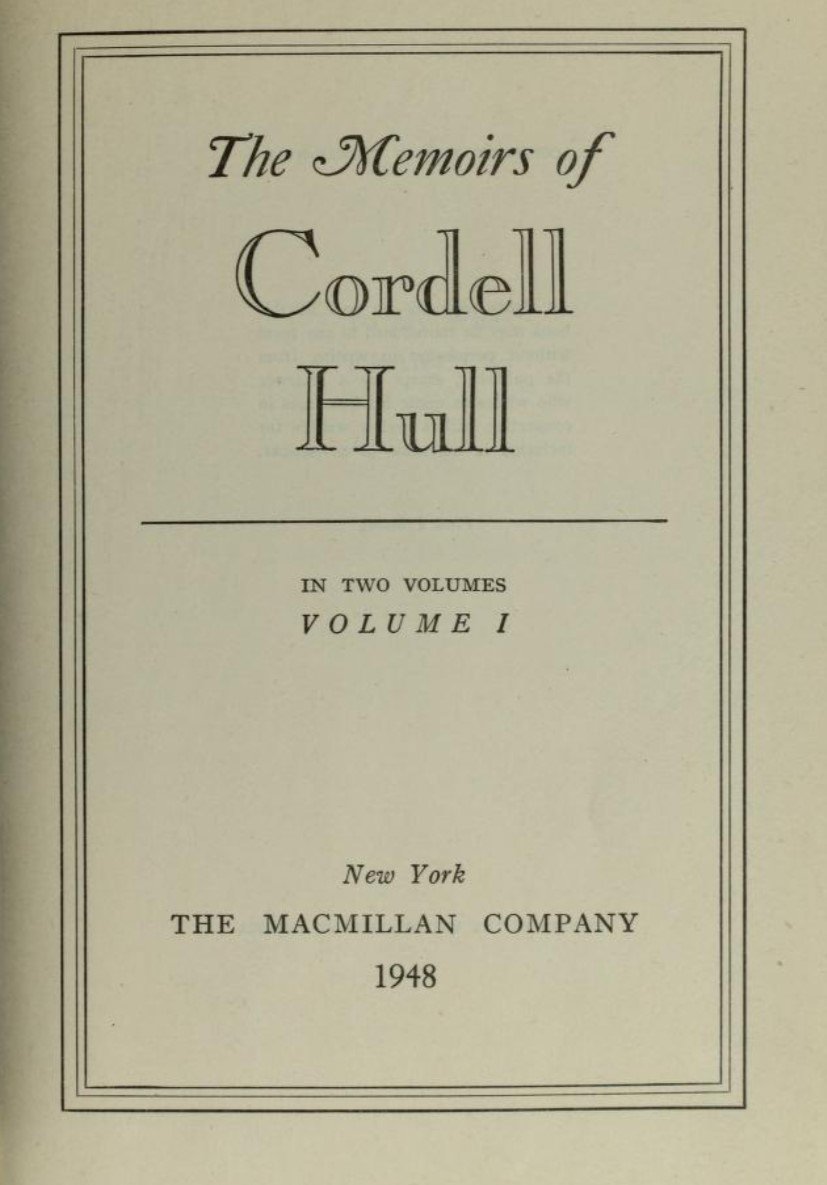 Week 90: The Memoirs of Cordell Hull — Robert Menzies Institute