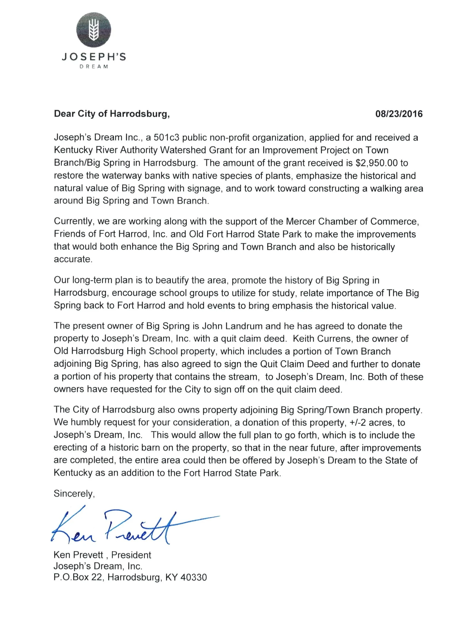 Big Spring Park — Joseph's Dream