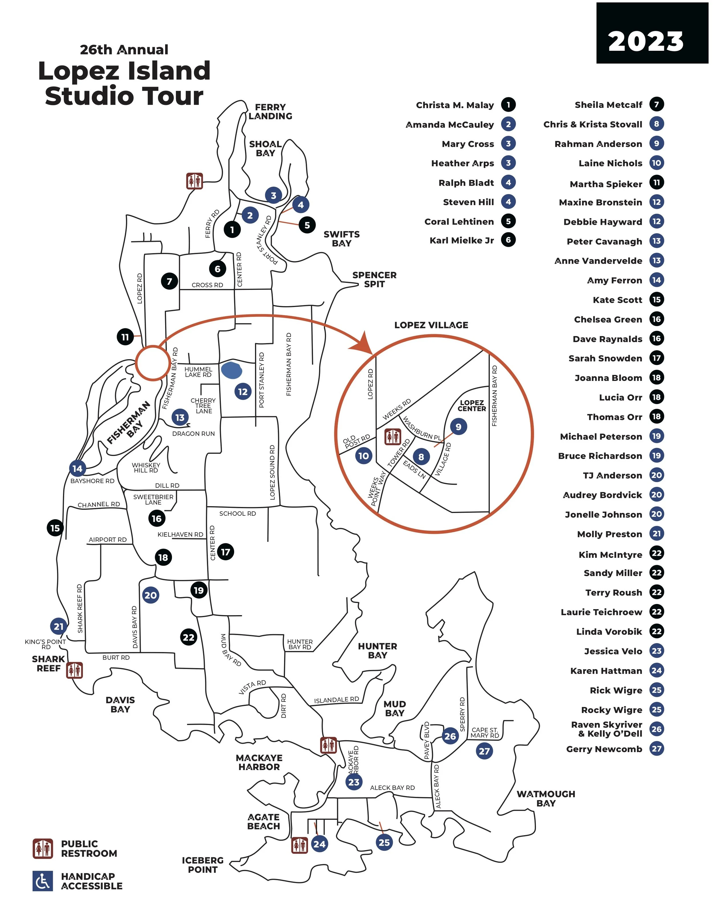 Map — 2023 Lopez Island Artists' Studio Tour