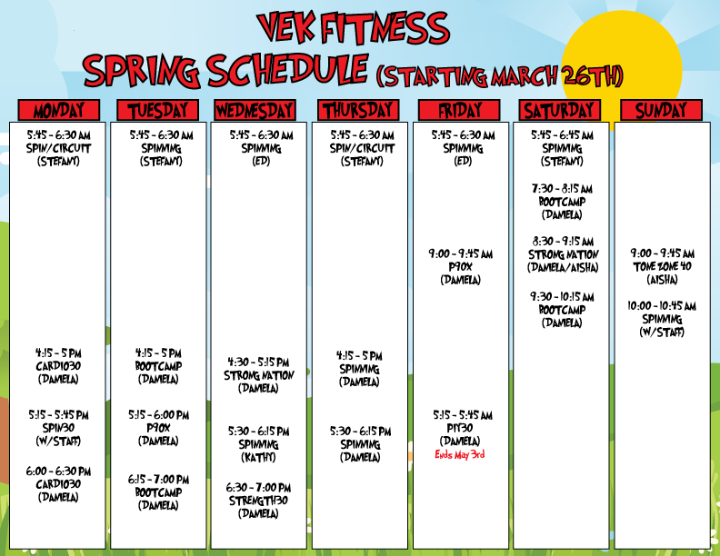 Class Schedule — Vekfitness