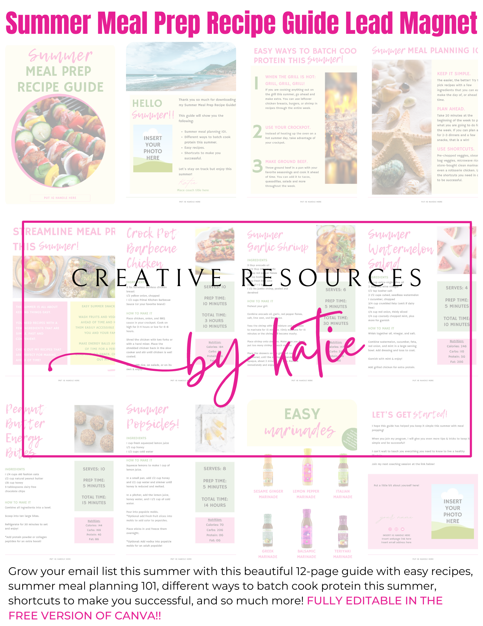 Summer Meal Prep Recipe Guide — Creative Resources by Katie