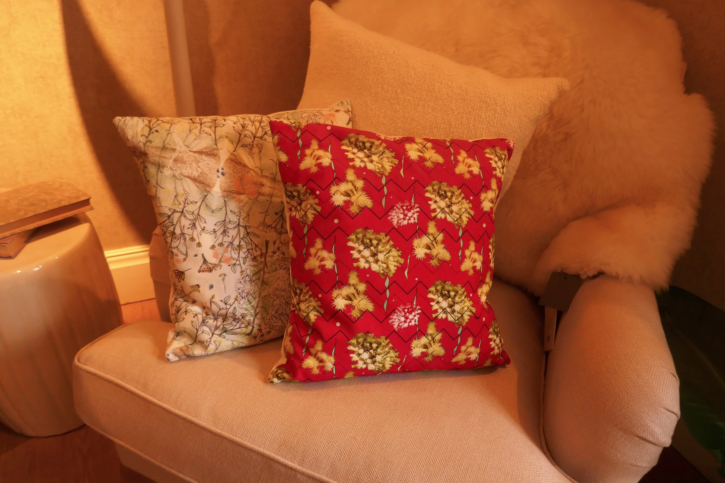 Inkwell Designs bold designs, cushion covers, scarves, tea towels