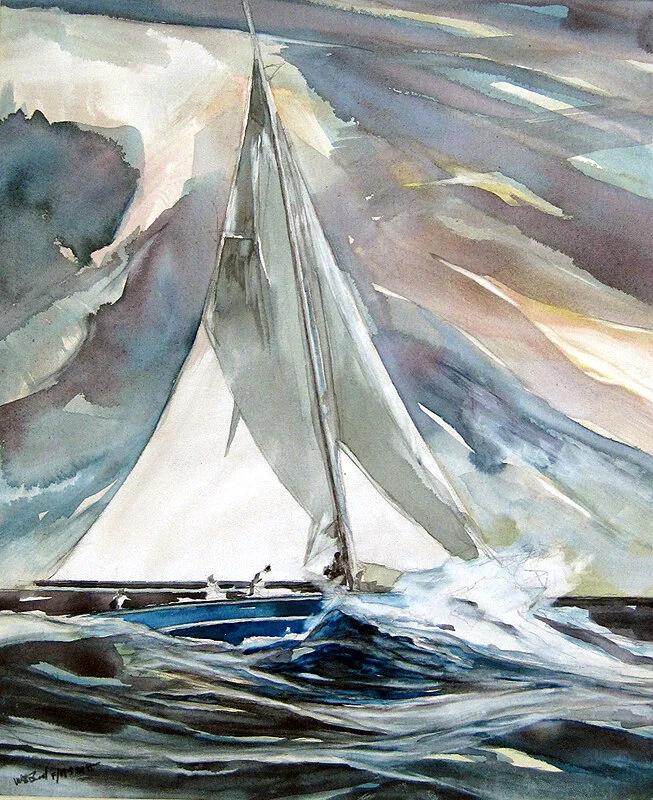 Original vibrant ocean racing paintings by marine artist Willard Bond ...