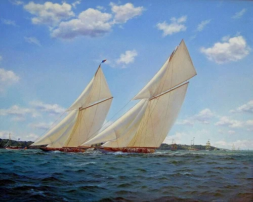 paintings of classic sailing yachts — J. Russell Jinishian Gallery