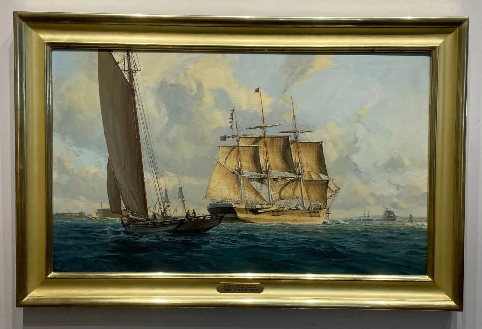 Christopher Blossom - Clippership YORKSHIRE Off Governor's Island, NY — J. Russell Jinishian Gallery